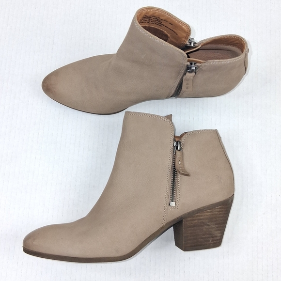 Frye | Shoes | Frye Judith Grey Suede Leather Double Zip Ankle Block ...
